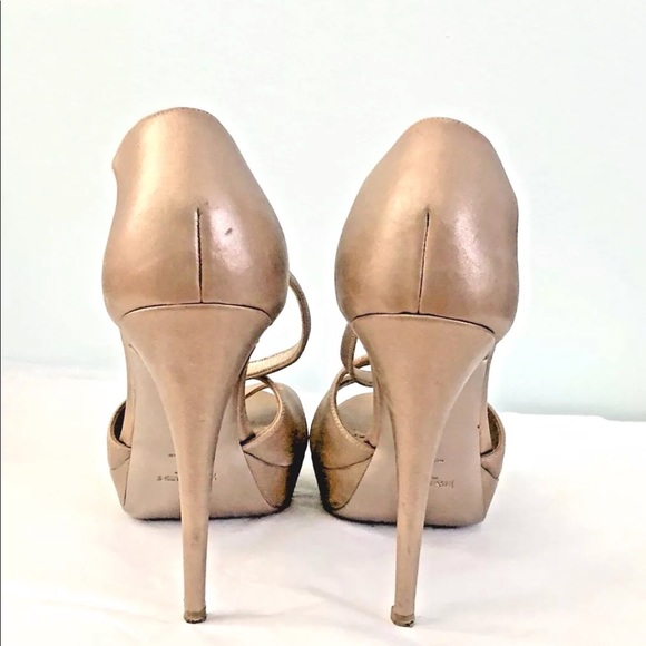 Yves Saint Laurent | Shoes | Ysl Platform Heel Soft Leather Metallic ...